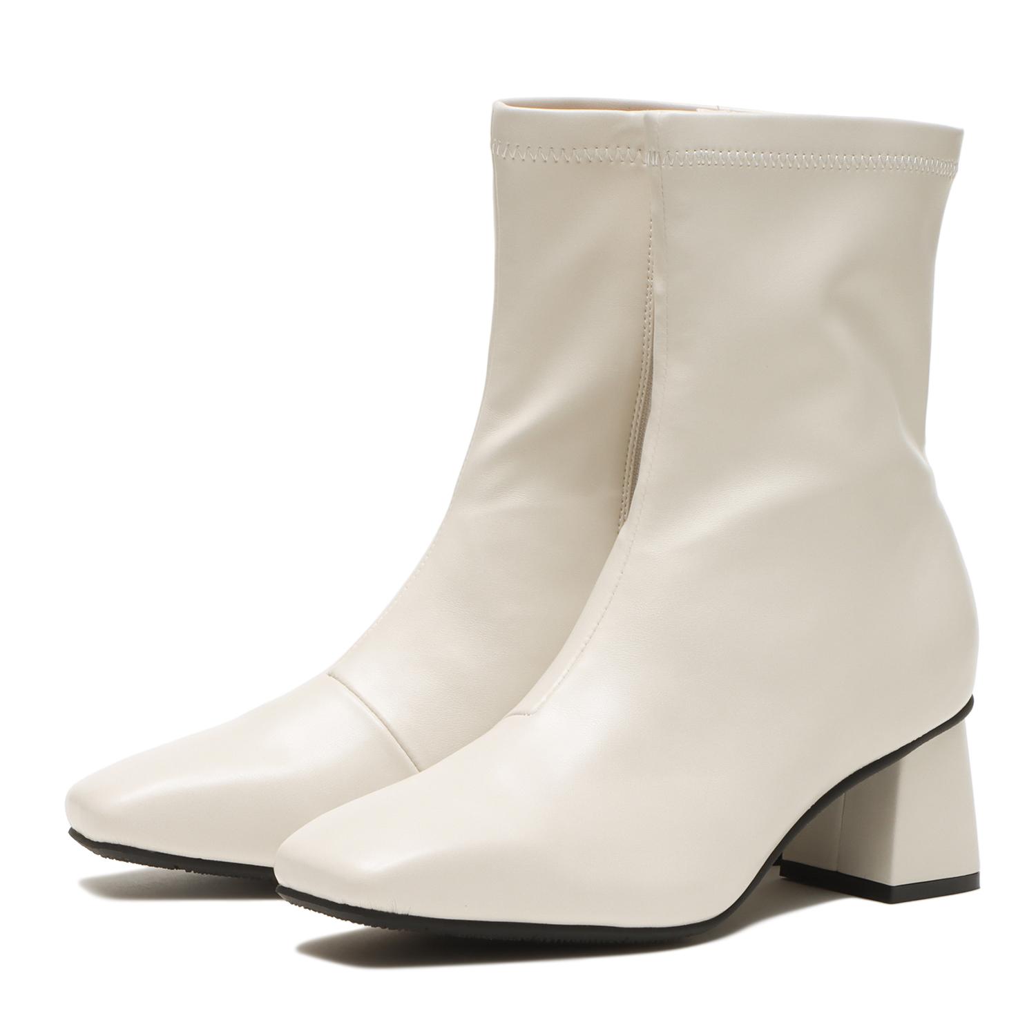 レディース 【JOLI ENCORE】 ジョリー アンコール SQ SBT 6 スクエアショートブーツ 6 JE86008 IVORY ...