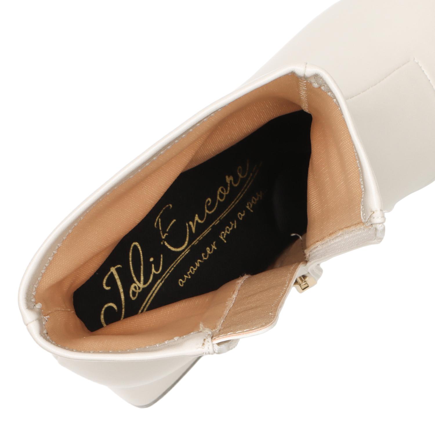 レディース 【JOLI ENCORE】 ジョリー アンコール SQ SBT 6 スクエアショートブーツ 6 JE86008 IVORY ...